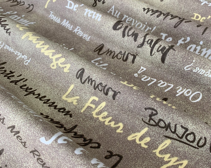 French Script 100% Cotton Fabric, Quilting Cotton, Apparel Fabric ...
