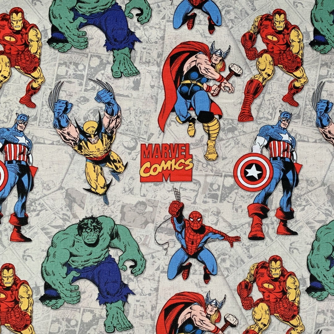Marvel Comic Characters 100% Cotton Fabric, by Marvel, Made by Camelot ...