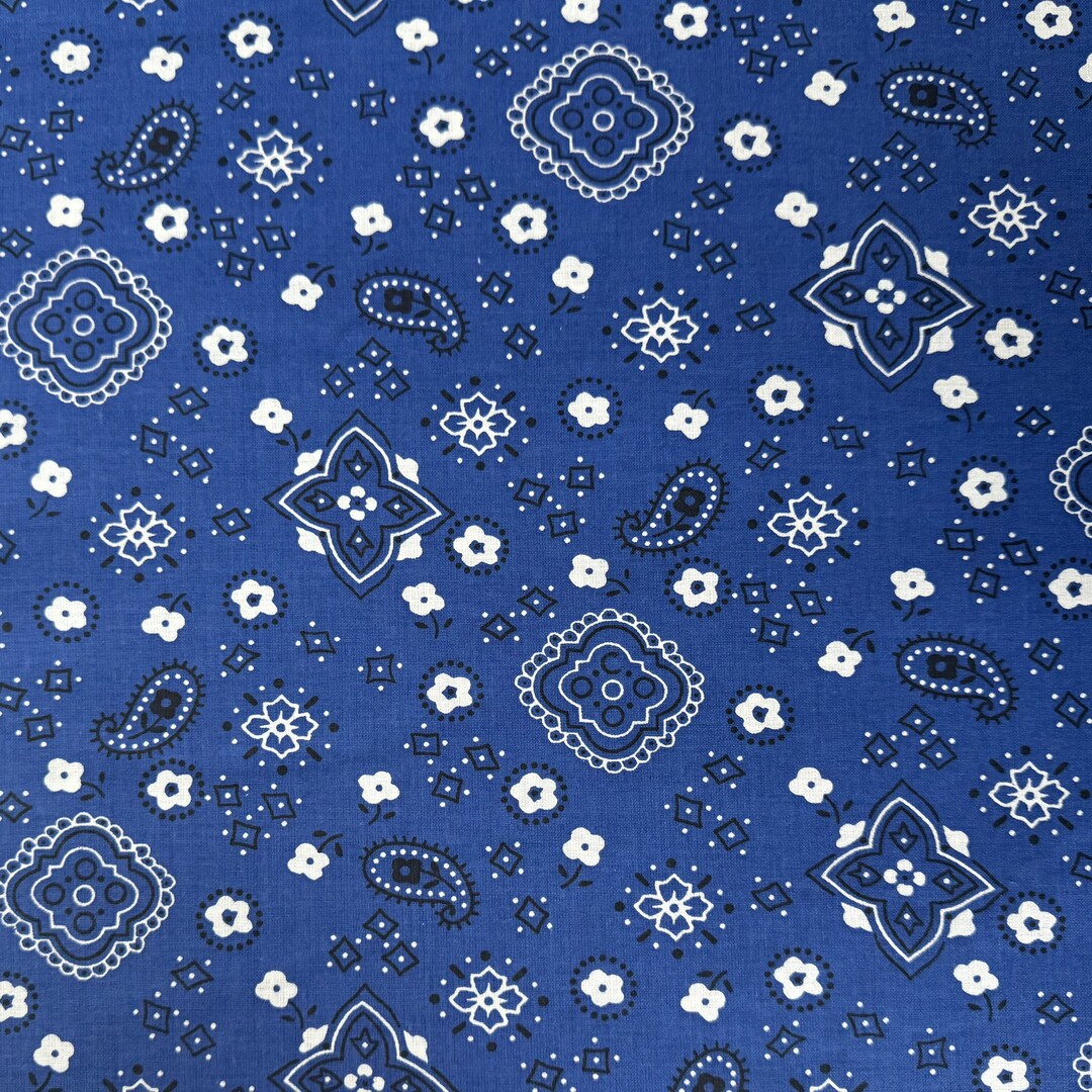 Royal Blue Bandana Cotton Fabric, Quilting Material - Etsy