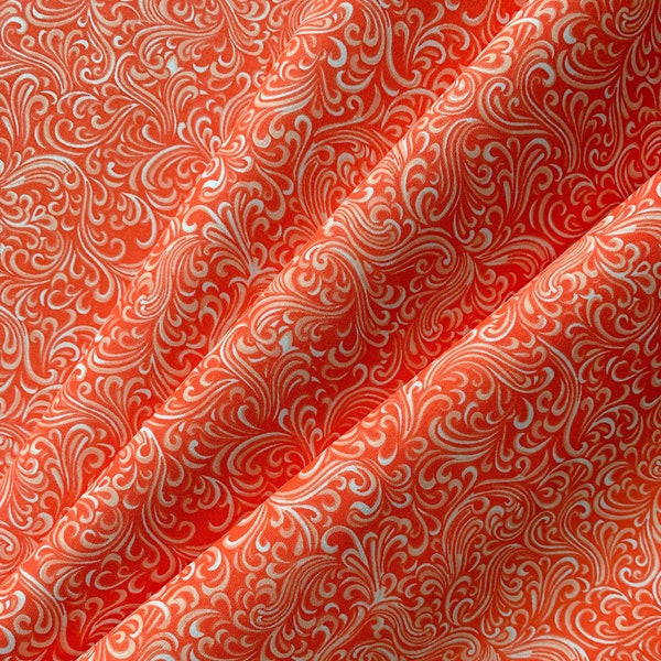 Orange Print Fabric - Etsy