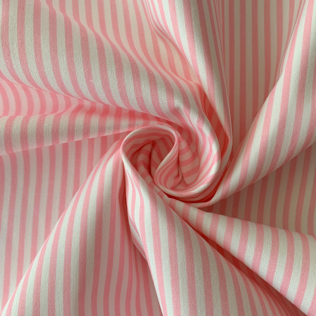 60 Wide Cotton Fabric Pink & White Stripe 100% Cotton - Etsy