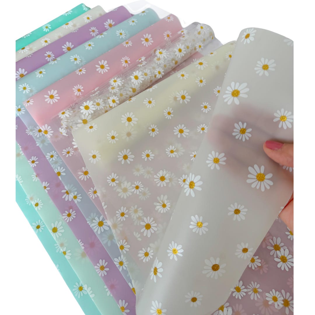 Glitter Daisy Print Jelly Vinyl Rolls, Clear and Translucent, Bagmaking ...