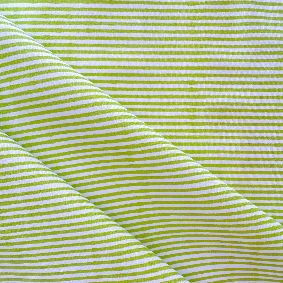 Green Striped Cotton Fabric, Lazy Stripes by Loralie - Etsy