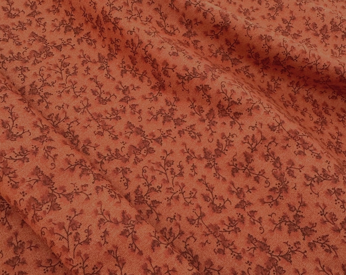 Rust Foliage Print 100% Cotton Fabric, Quilting Apparel, Half/full Yard ...