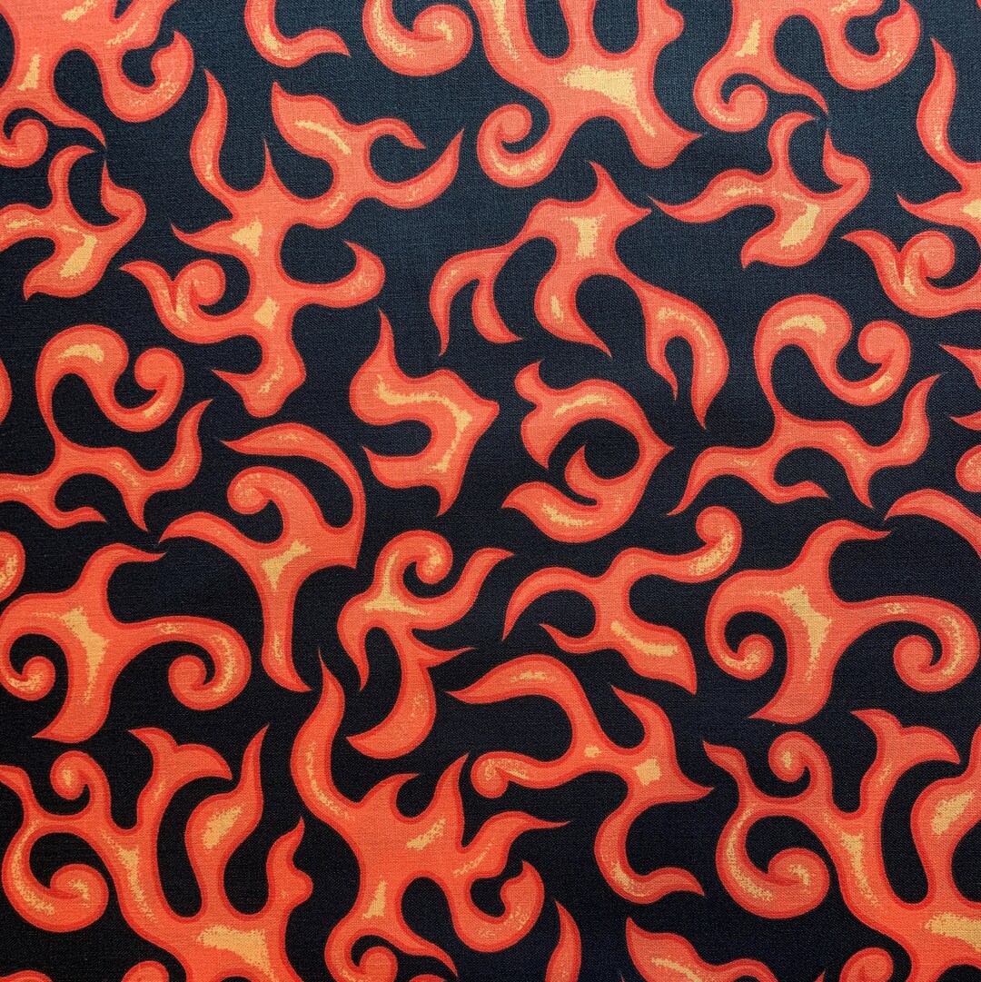 Flames Fabric Novelty 100% Cotton Fabric Orange Flames on - Etsy