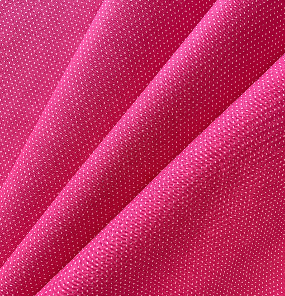 100% Cotton Fabric, Flamingo Pink Pin Dots, 1st Quality Quilting Fabric ...