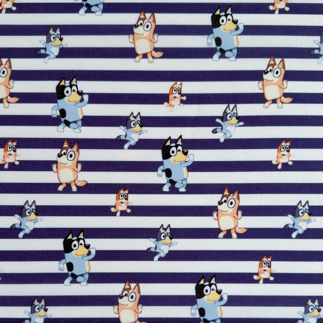 Bluey and Family Stripe Dance Cotton Fabric, NEW Disney Bluey Fabric ...