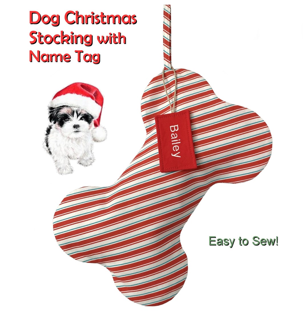 Dog Christmas Stocking Sewing Pattern, Pet Stocking With Name Tag (PDF ...