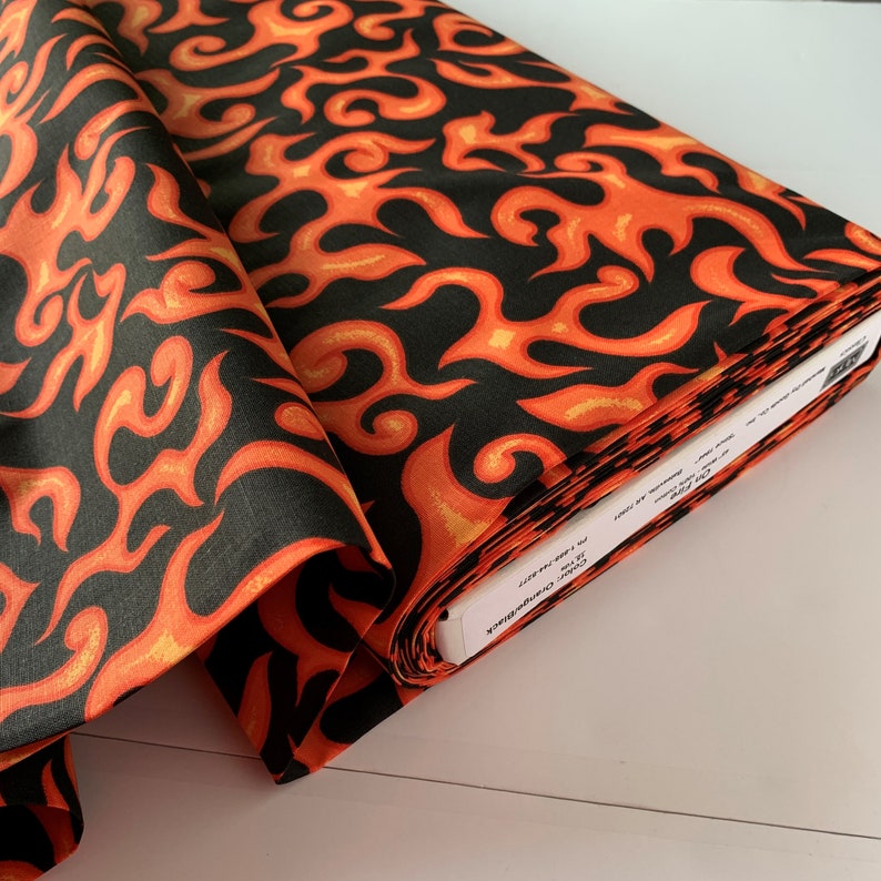 Flames Fabric Novelty 100% Cotton Fabric Orange Flames on - Etsy