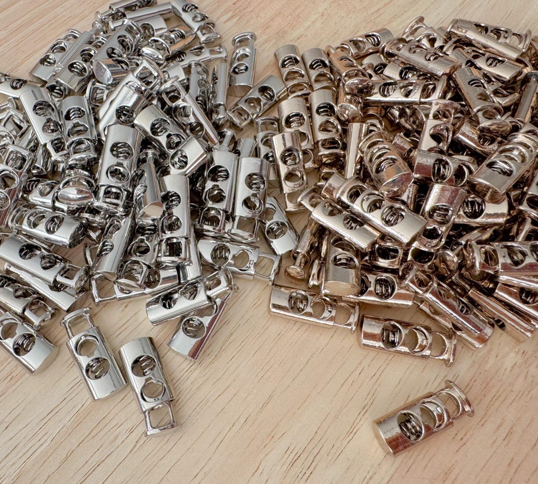 Metal Cord Toggle Locks, Silver and Light Gold, Spring Loaded Toggles ...