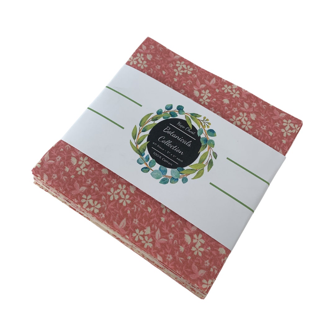 Charm Pack 5 Squares Hope Chest Florals Pink Botanical Collection ...