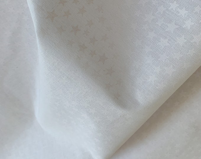 Patriotic Star Print 100% Cotton Fabric Tone on Tone, White Stars on ...