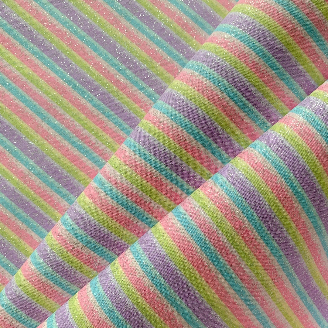 Pastel Rainbow Stripe Fabric, Quilting Weight 100% Cotton, Home Decor ...