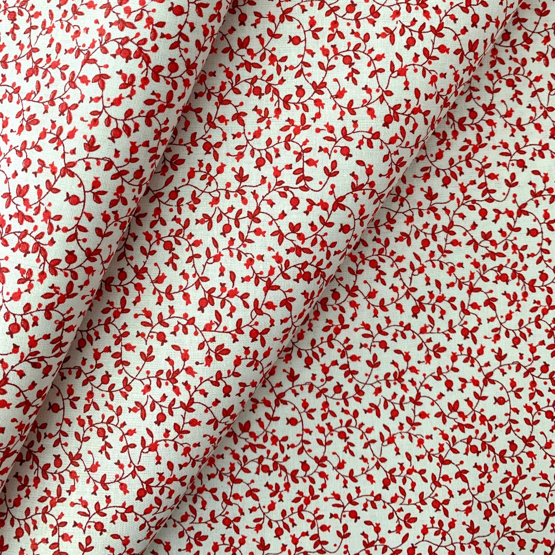 100% Cotton Fabric in Red Calico Floral, Sturdy Quilting Weight Cotton ...