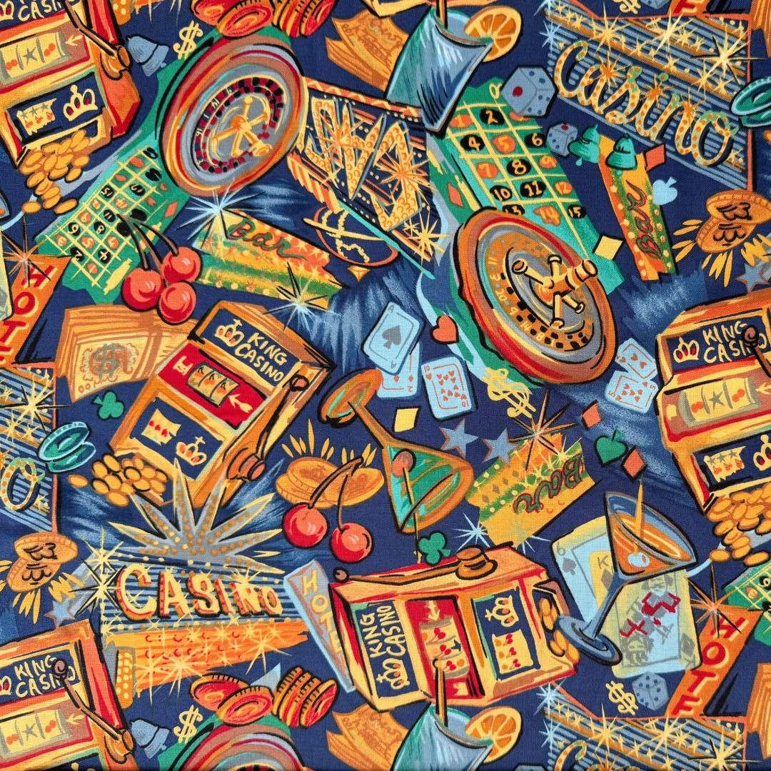 King Casino 100% Cotton Fabric, Las Vegas Gambling Fabric for Clothing ...