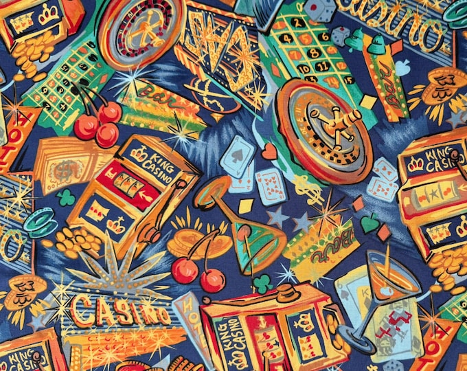 King Casino 100% Cotton Fabric, Las Vegas Gambling Fabric for Clothing ...