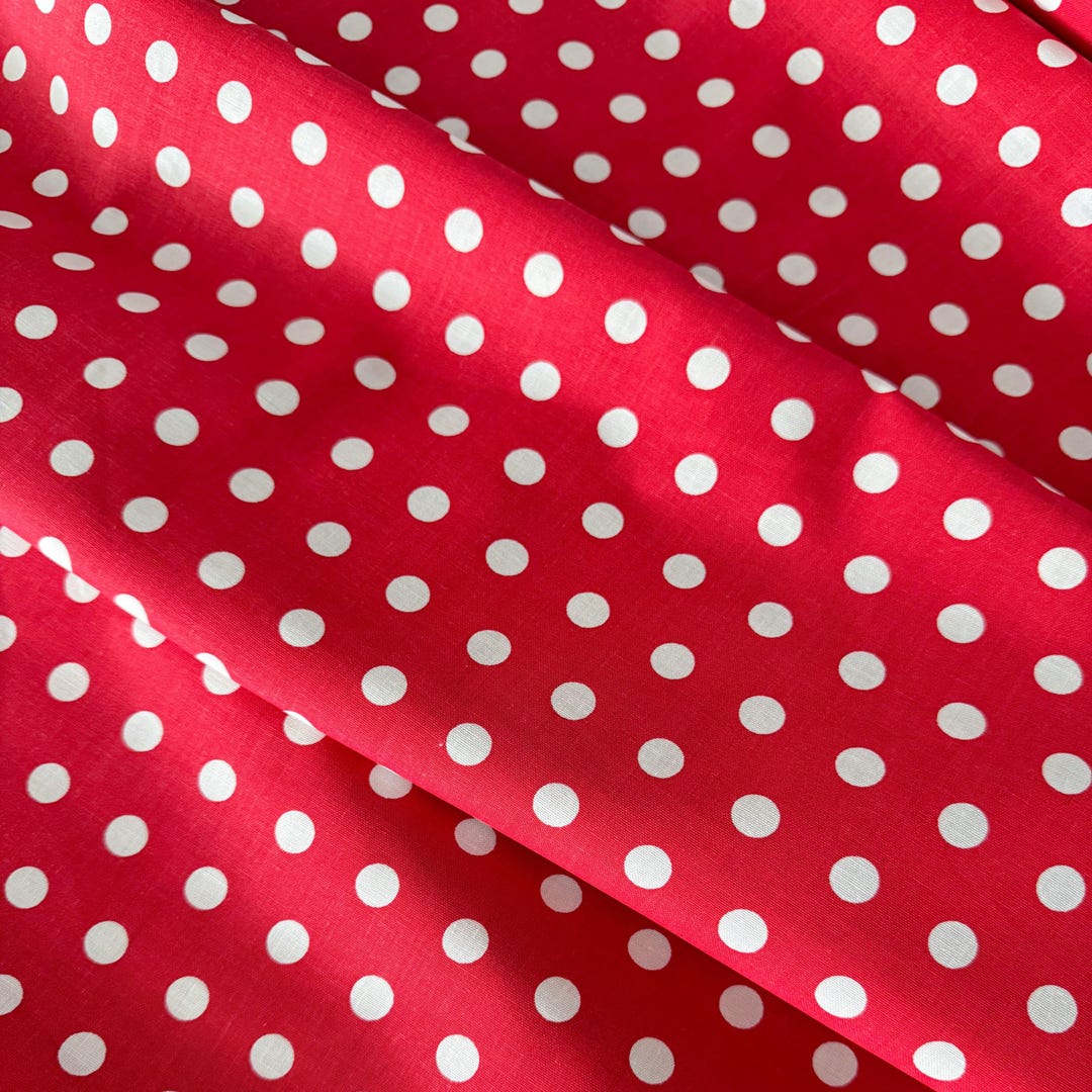 100% Cotton Fabric, Dots on Red, 1st Quality Quilting Fabric, Fabric by ...