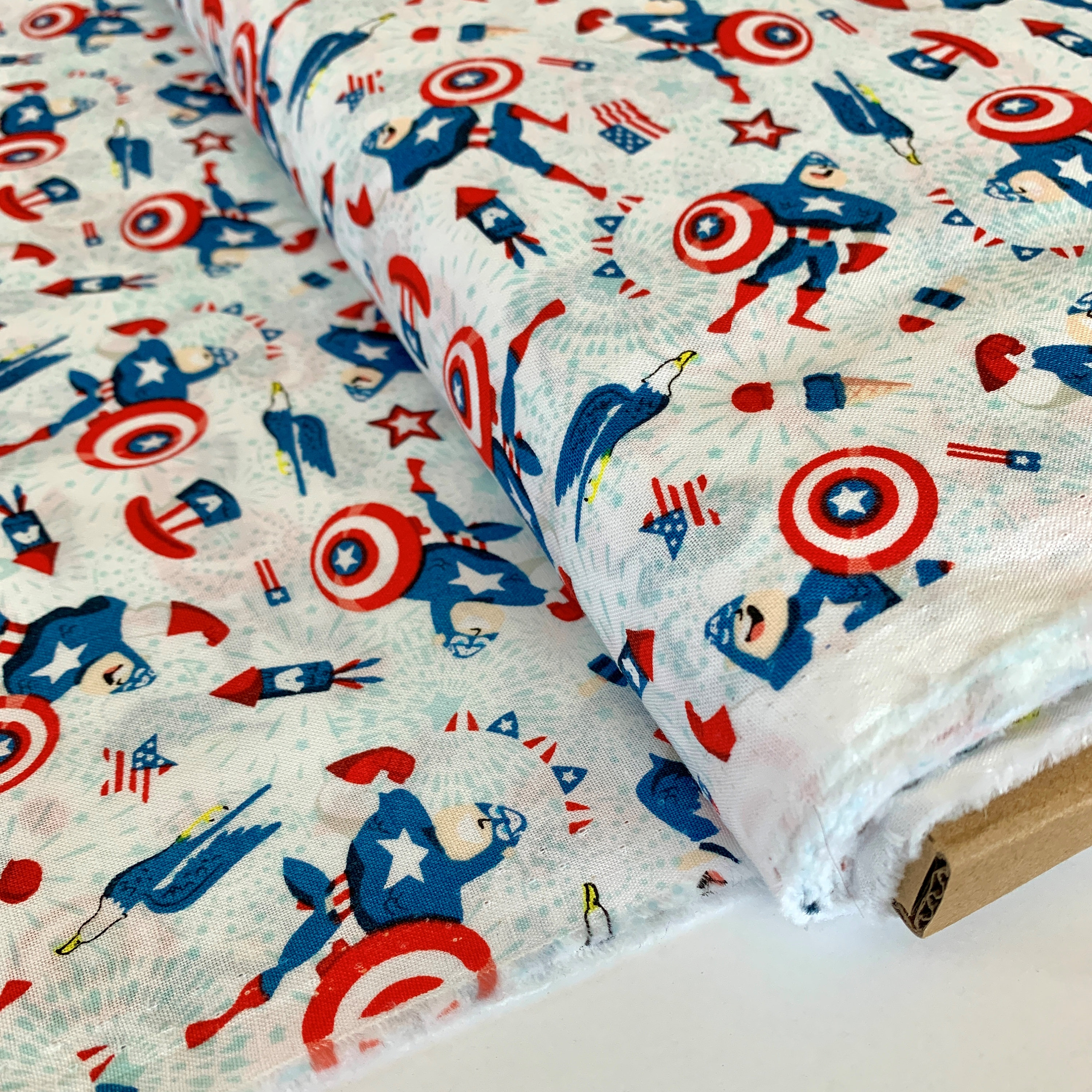 Captain America Fabric: Patriotic Toss Print, 100% Cotton, 44" Wide - Etsy