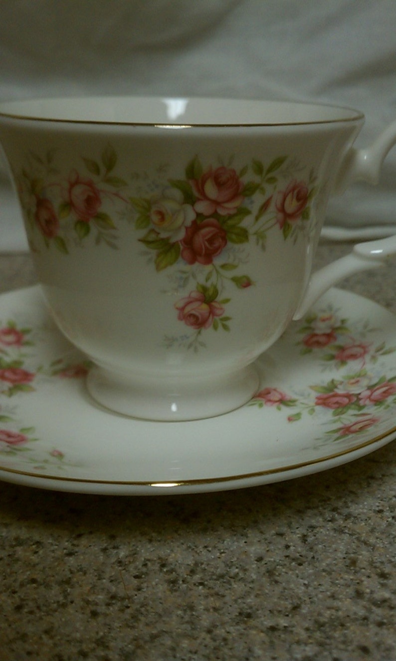 Royal Court White With Roses Teacup and Saucer, Vintage Teacup and ...