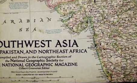 1952 Vintage National Geographic Map Southwest Asia, June 1952 Nat Geo ...