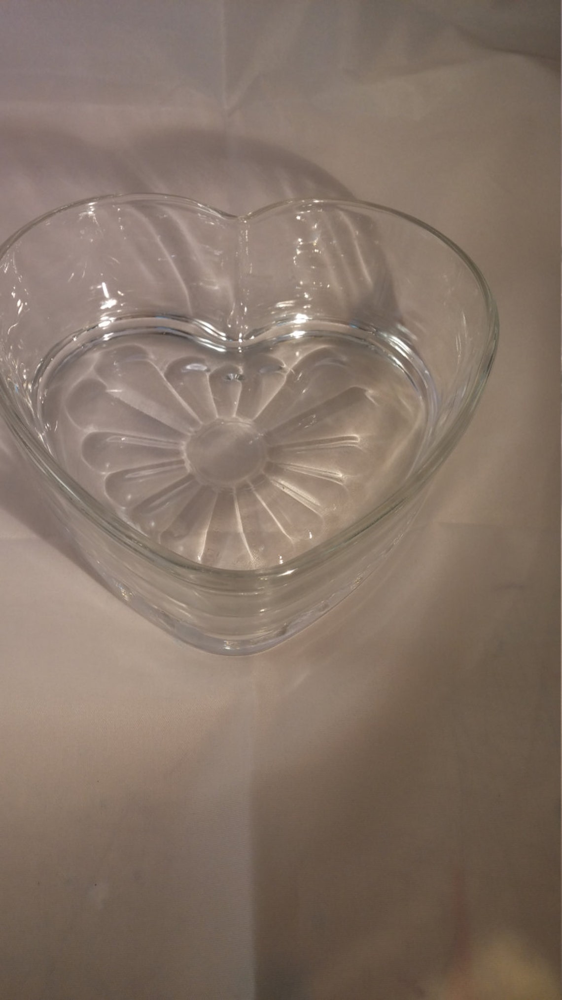 Cut Glass Heart Shaped Embossed Candy Dish - Etsy