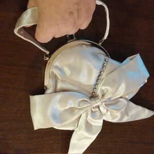 Purse Ivory Color Satin Clutch Purse With Handle, Bijoux Terner Brand ...