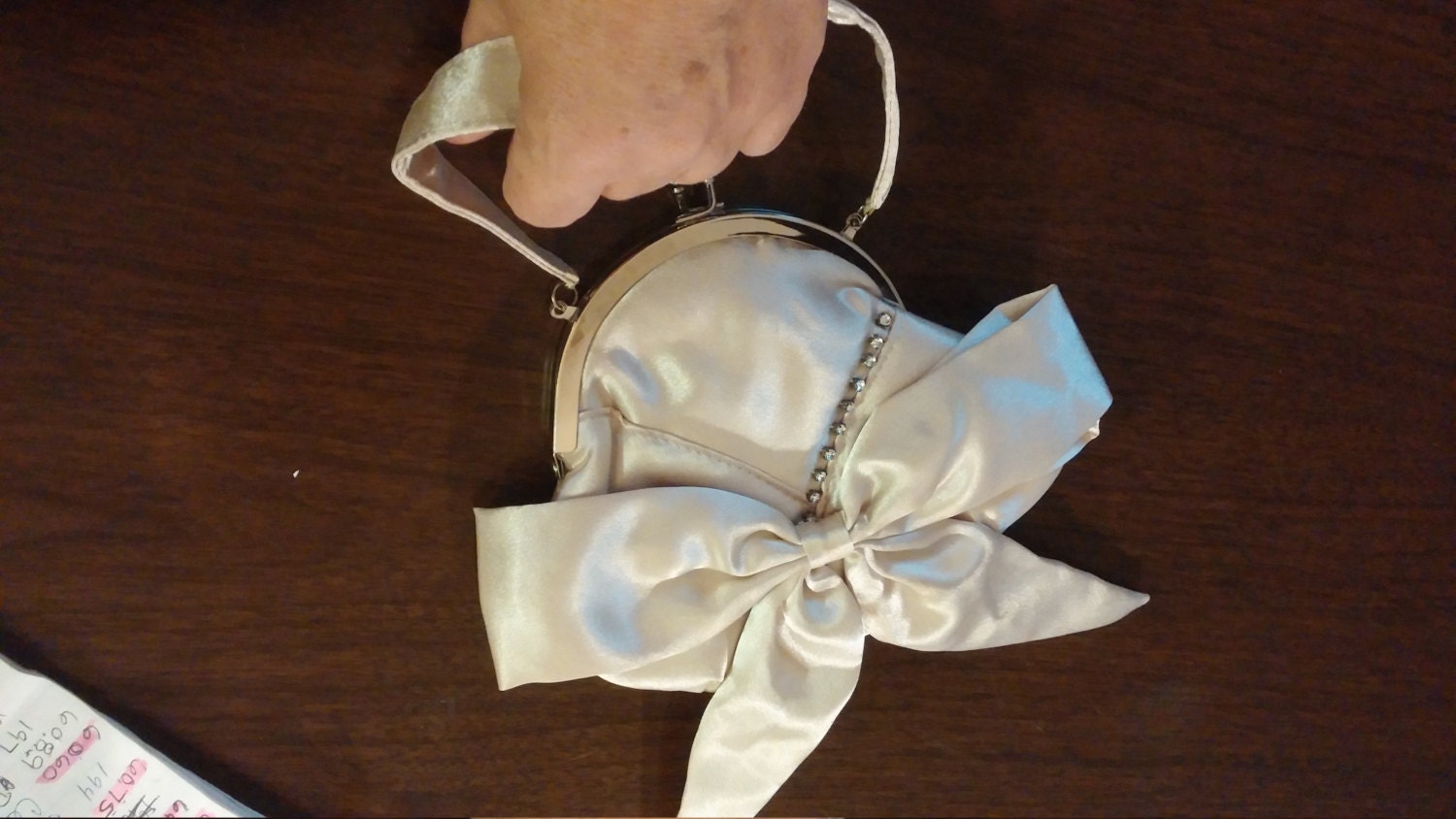 Purse Ivory Color Satin Clutch Purse With Handle, Bijoux Terner Brand ...