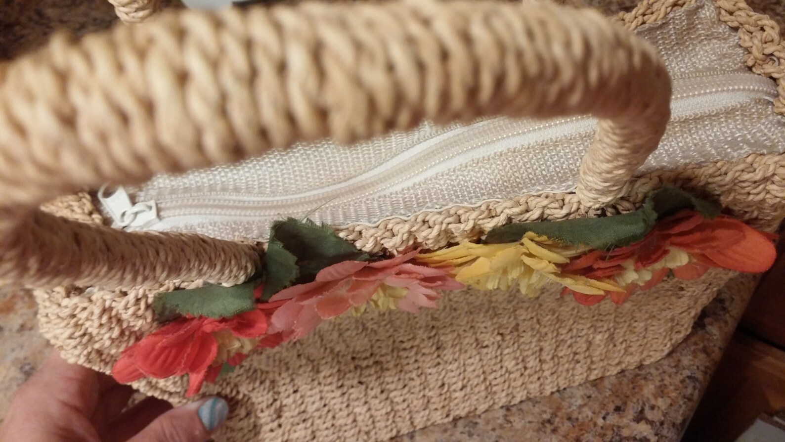Purse, Vintage Straw Purse, Floral Straw Purse, Handbag, Vintage Beach ...