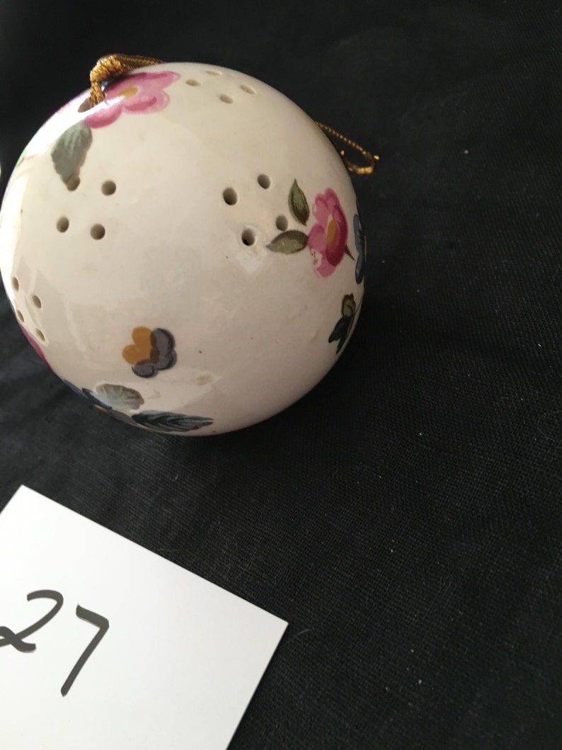 Vintage Bone China Pomander With Hand Painted Flowers, Vintage Ceramic ...