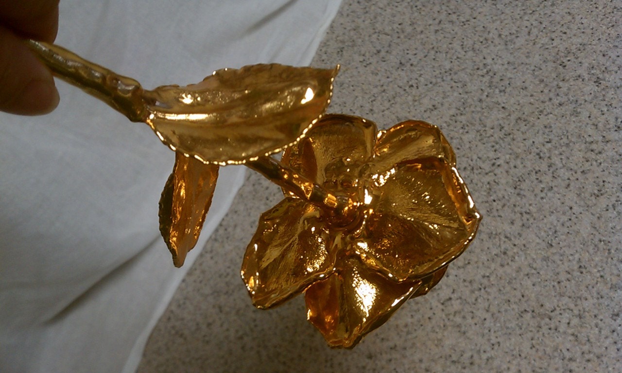 Gold Plated Forever Long Stem Rose, Vintage 80s - Etsy