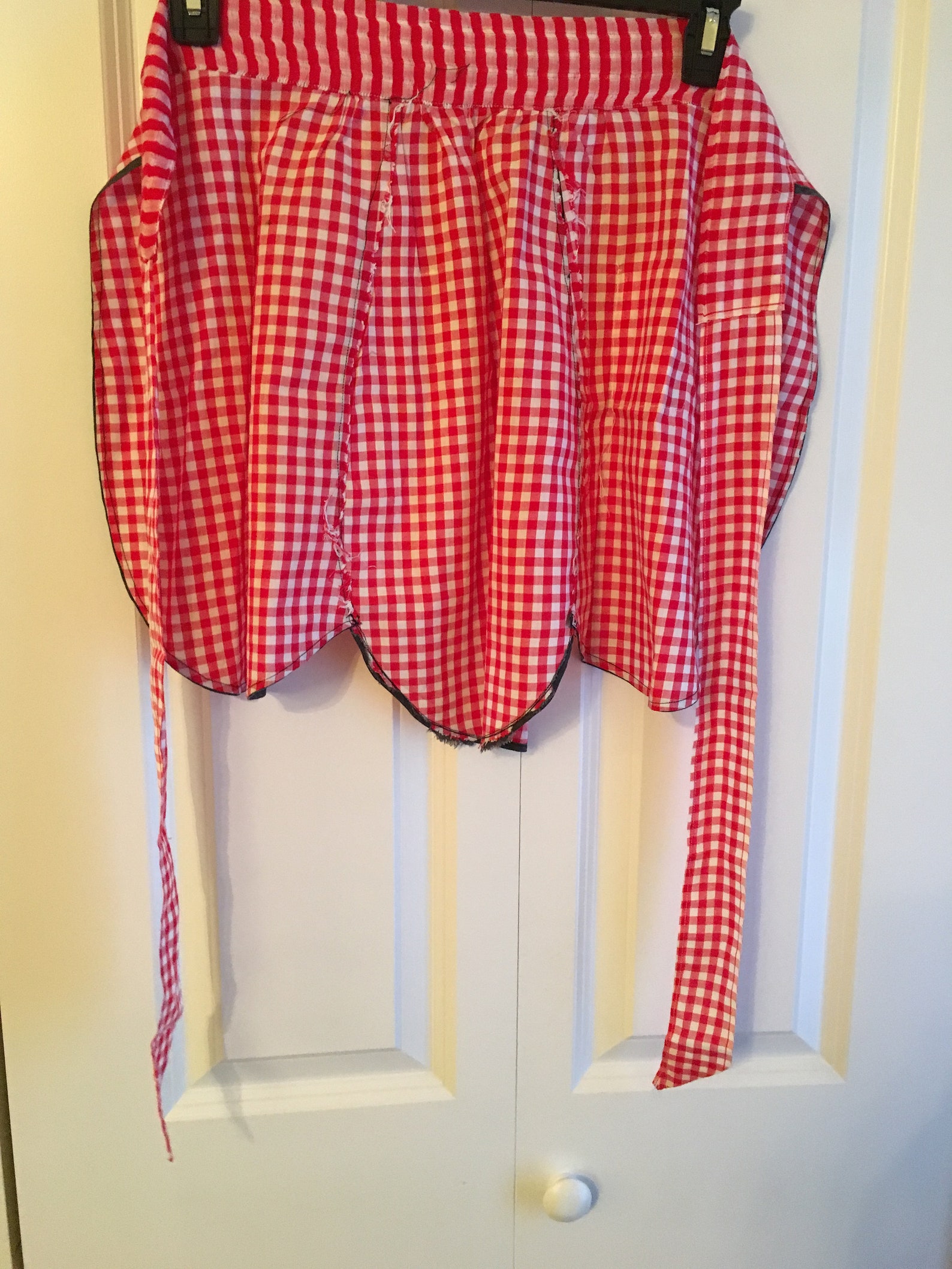 Vintage Red and White Checkered Apron, Waist Apron, Kitchen Apron ...