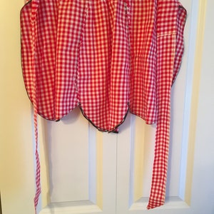 Vintage Red and White Checkered Apron, Waist Apron, Kitchen Apron ...