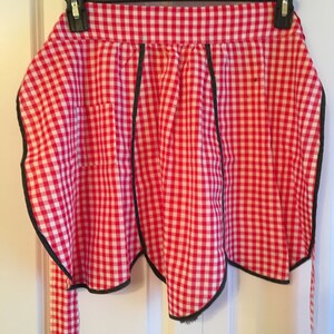 Vintage Red and White Checkered Apron, Waist Apron, Kitchen Apron ...