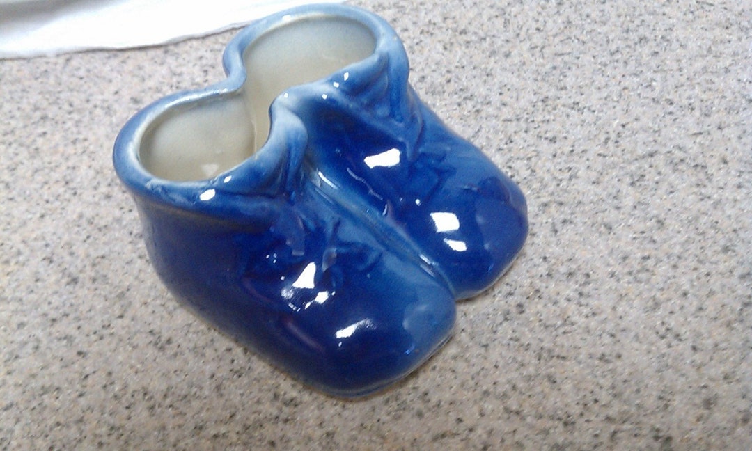 Vintage Ceramic Blue Baby Booties - Etsy