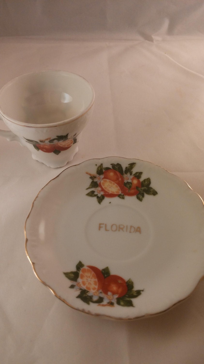 Souvenir Teacup-florida Oranges Mini Teacup and Saucer Souvenir Tourist ...