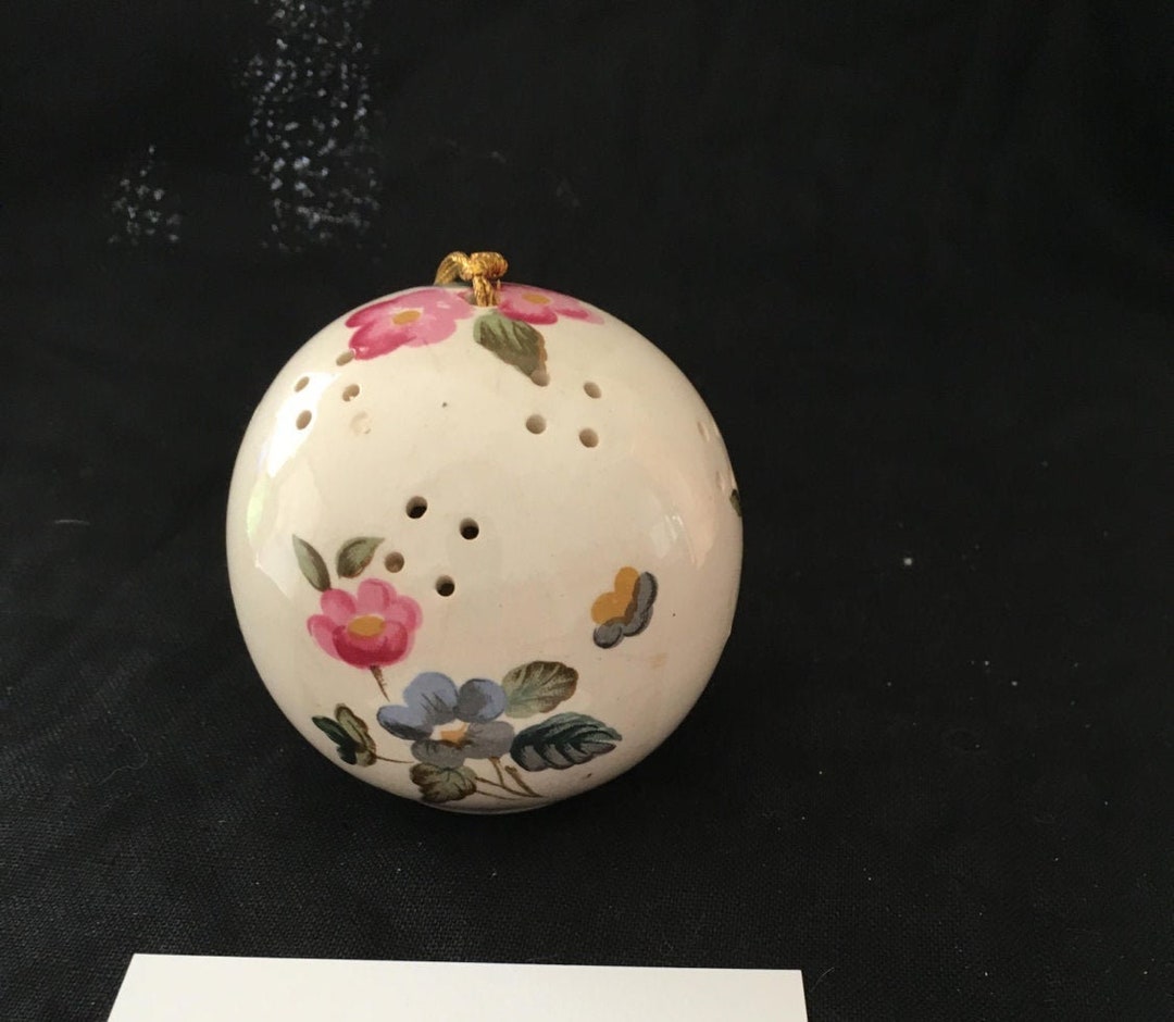 Vintage Bone China Pomander With Hand Painted Flowers, Vintage Ceramic ...