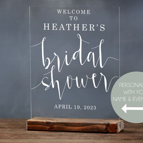 Personalized Acrylic Bridal Shower Welcome Sign Bridal - Etsy