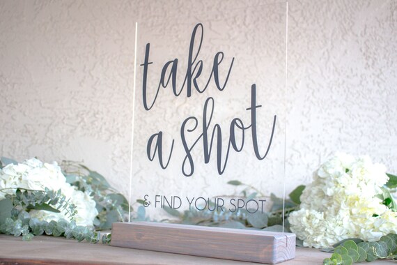 Take a Shot Wedding Sign Shot Glass Wedding Sign Shot | Etsy