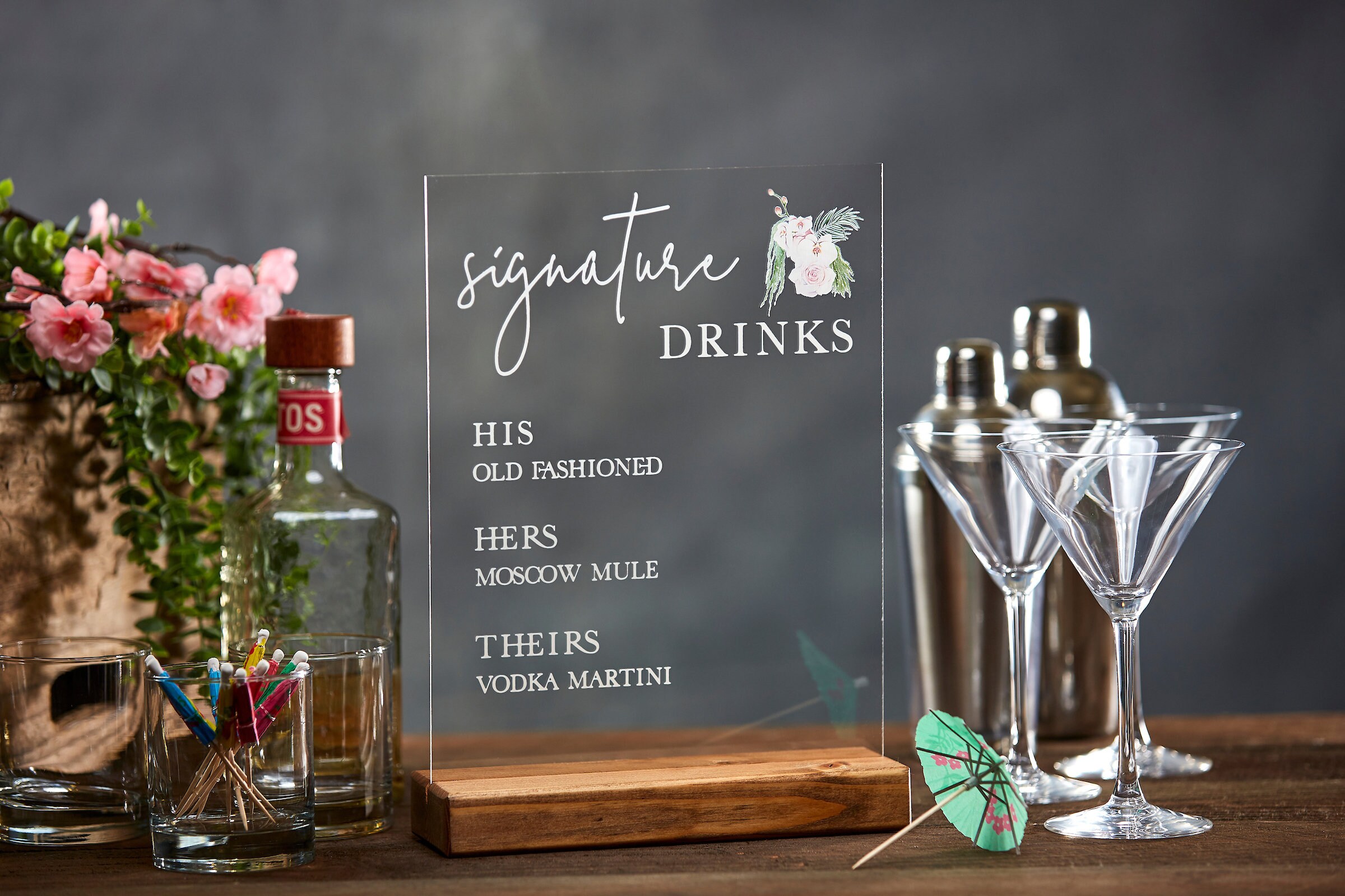Signature Cocktail Sign Signature Drink Sign Acrylic Wedding Etsy