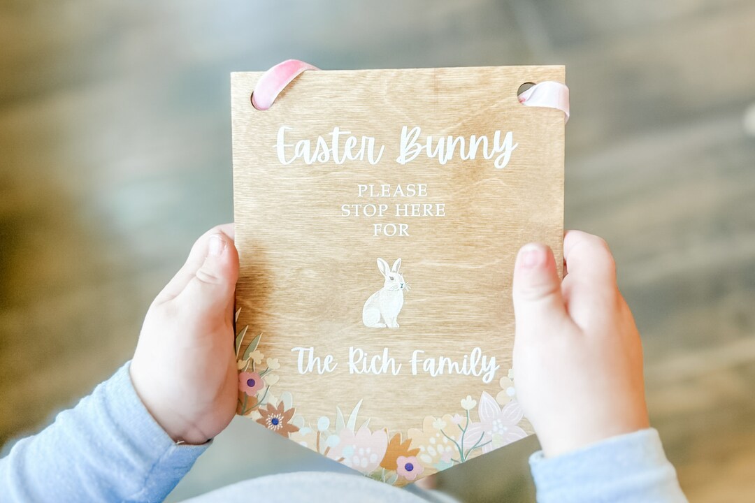 Personalized Bunny Stop Here Door Hanger, Easter Gifts for Kids - Etsy