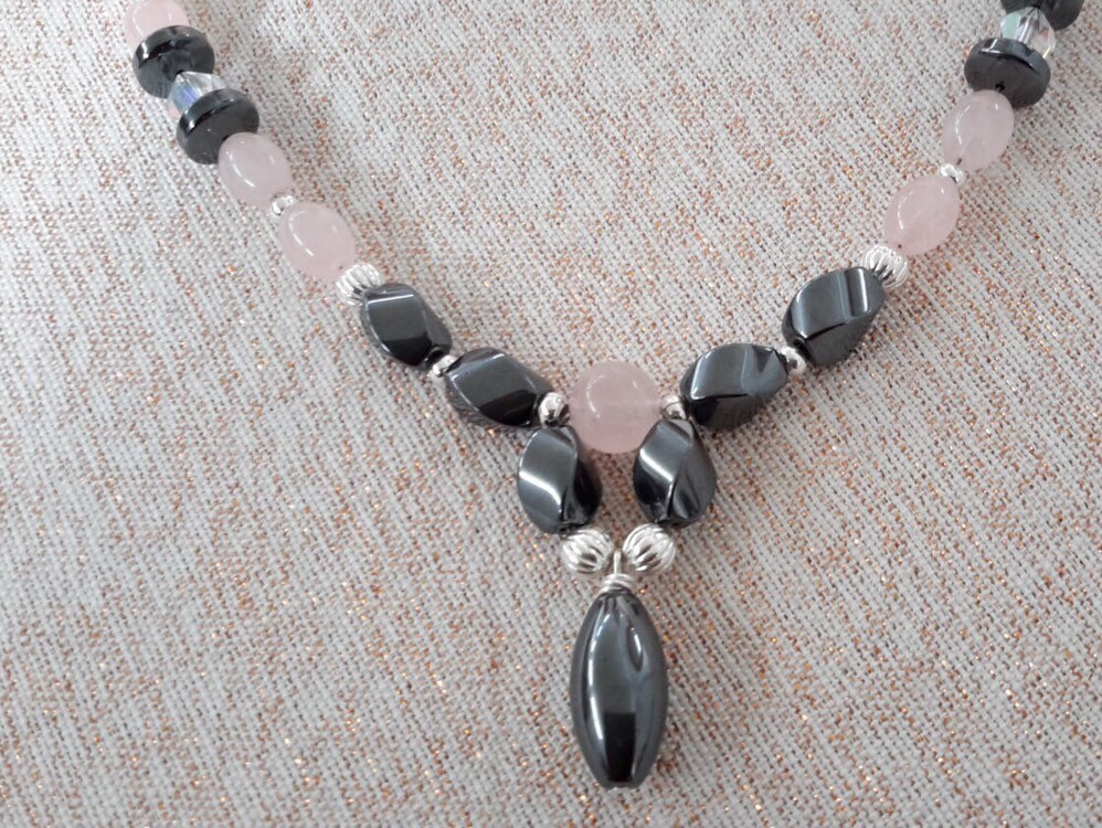 Rose Quartz Bead Necklace Statement Gemstone Necklace Rose - Etsy Norway