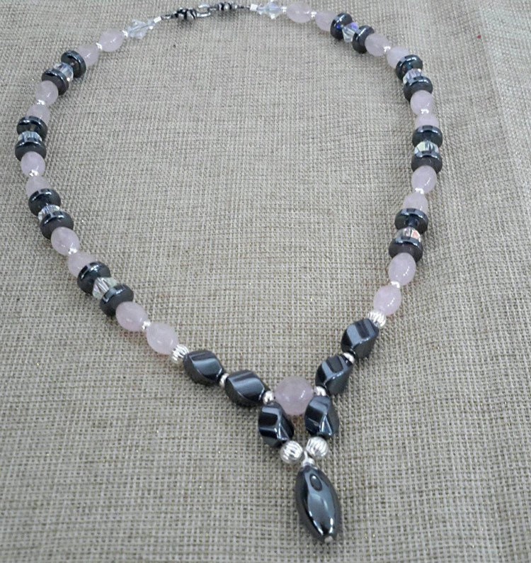 Rose Quartz Bead Necklace Statement Gemstone Necklace Rose - Etsy Norway