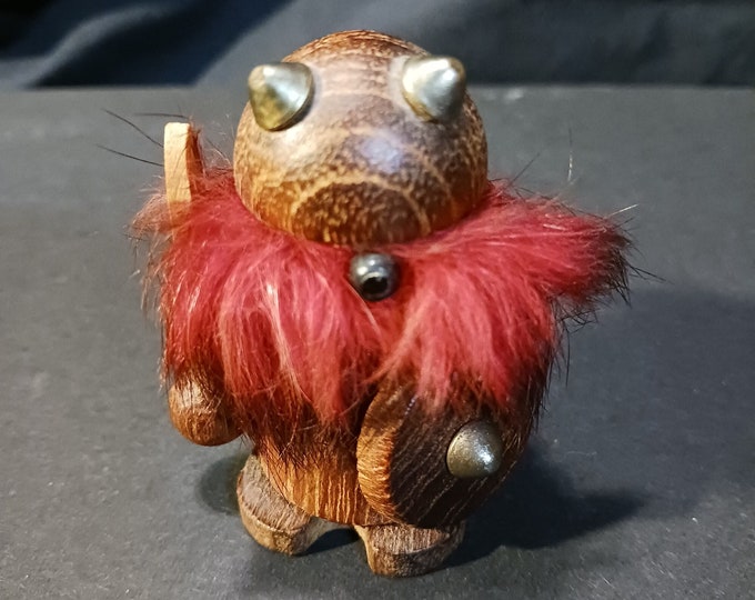 VIKING Teak Norse Wooden Figure Mid-century Teak Myth sword Strange ...