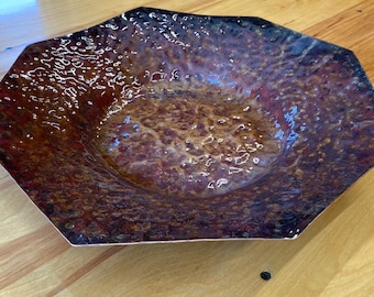 Copper Bowl 12 Inch Decorative Hand Hammered Copper Bowl With a Patina ...