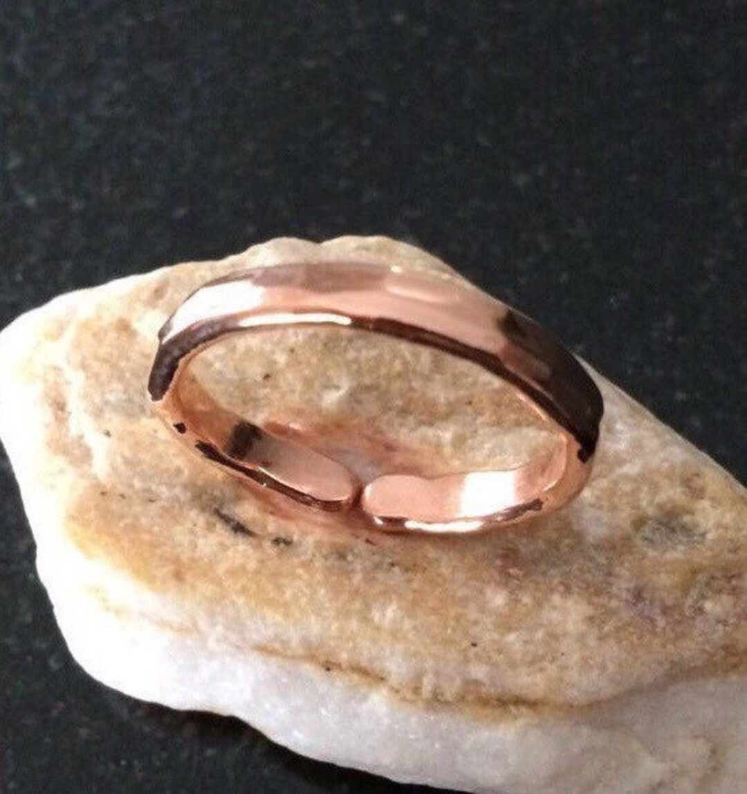 Copper Ring - Adjustable, 10 Gauge Heavy Hammered Copper Wire, Shiny, 1 ...