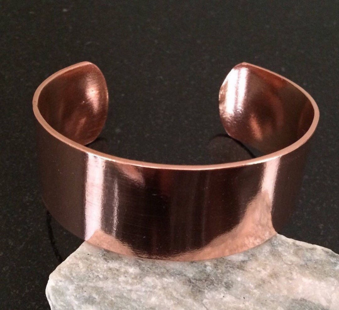 Copper Cuff Bracelet - Adjustable, 16 Gauge Copper, Shiny, 1 Inch (2.54 ...