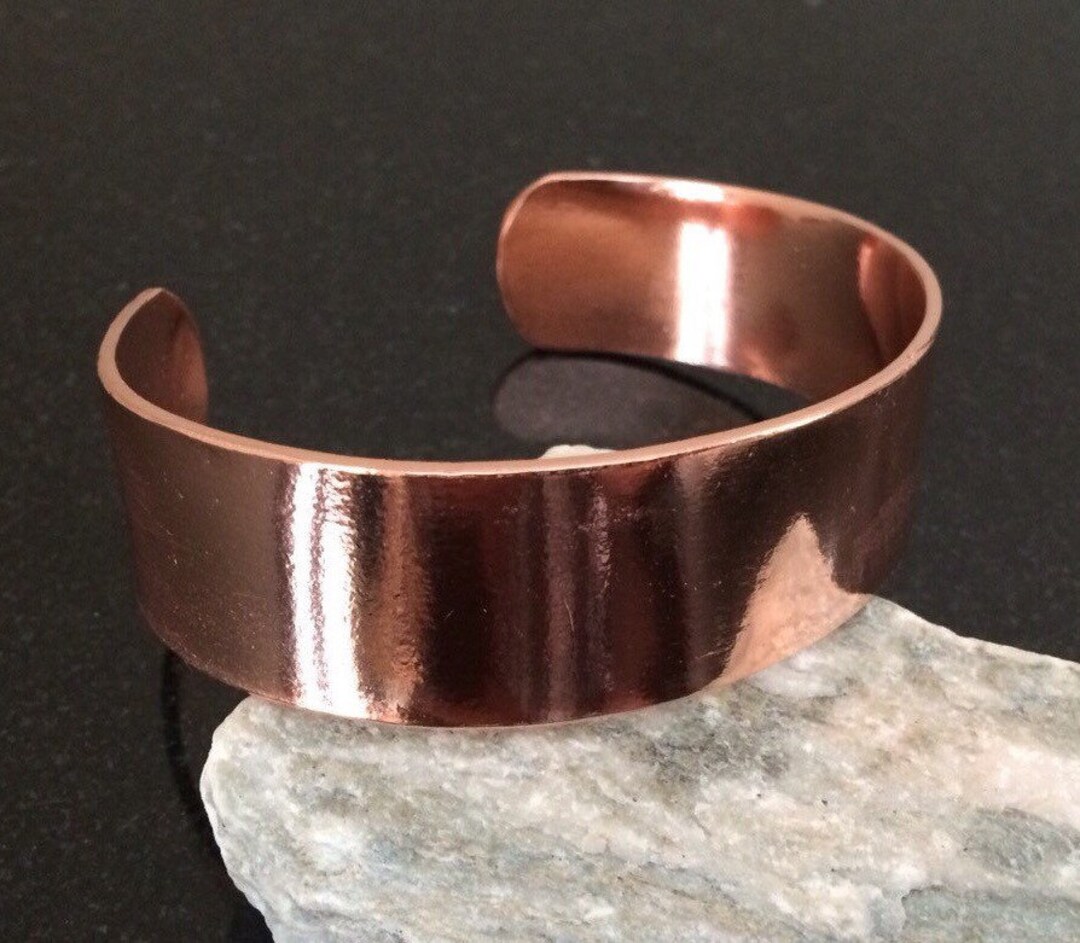 Copper Cuff Bracelet - Adjustable, 16 Gauge Copper, Shiny, 3/4 Inch (1. ...