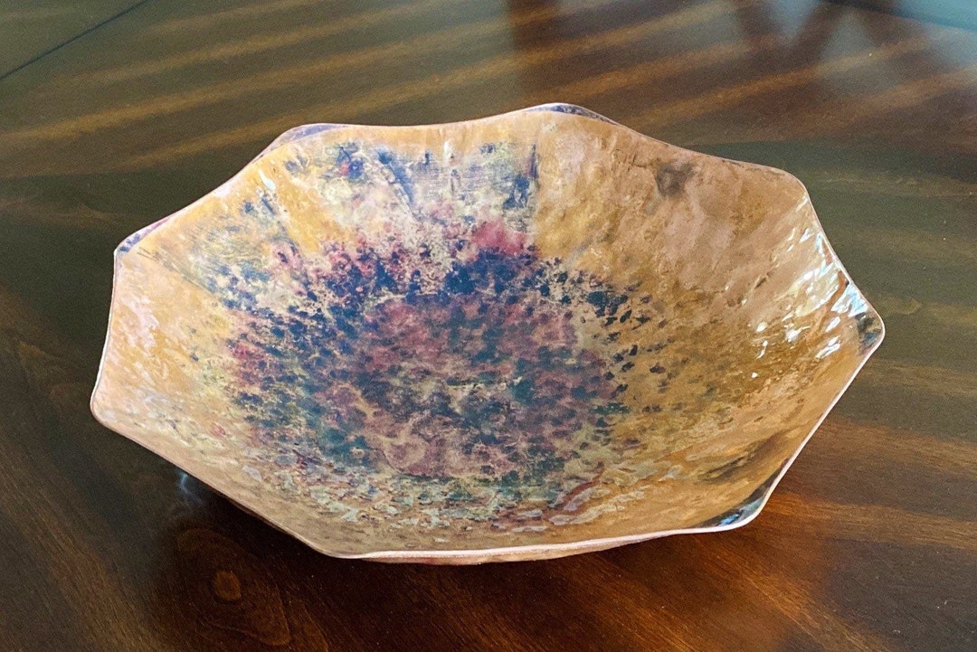 Copper Bowl 12 Inch Decorative Hand Hammered Copper Bowl With a Patina ...