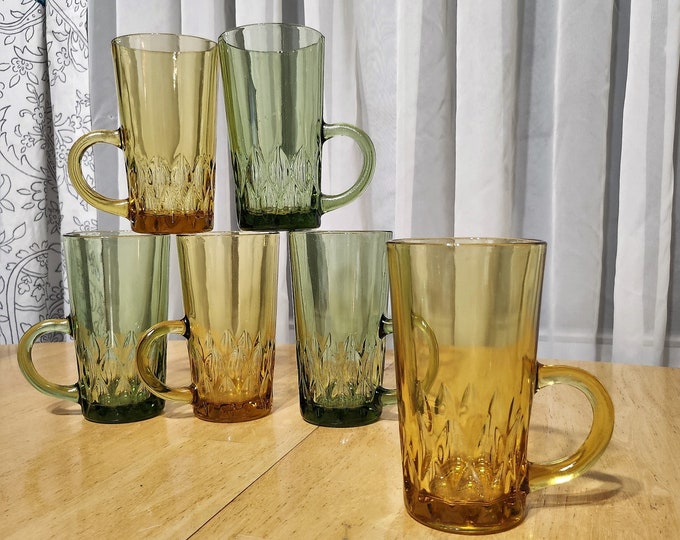 6 Vintage Irish Coffee/highball Glasses With Handles Mixed Colors - Etsy
