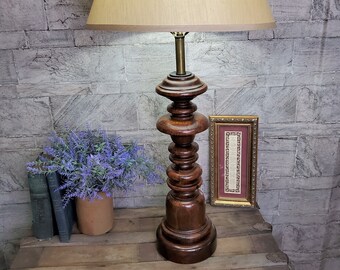 Turned Wood Lamp | Etsy